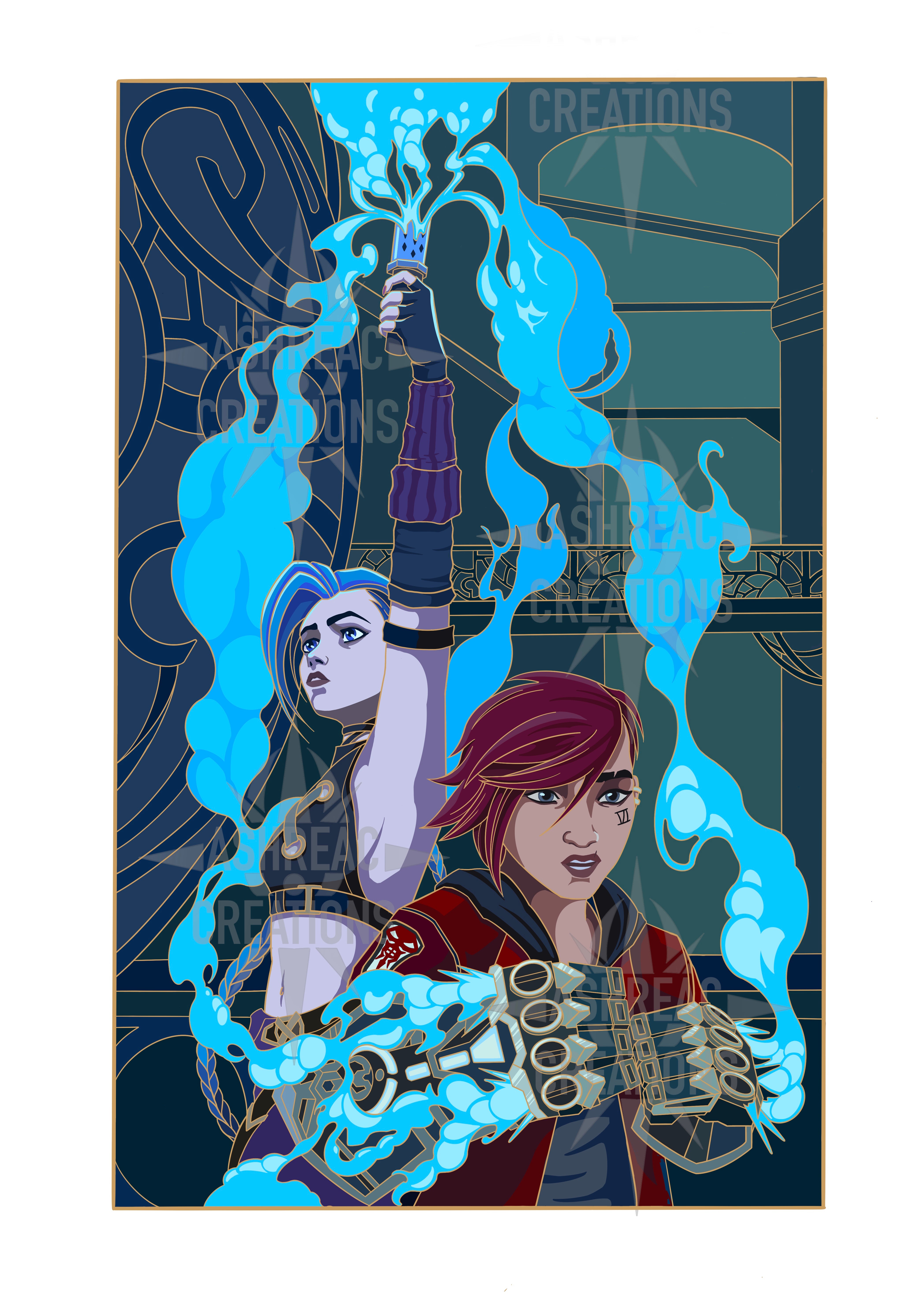 PREORDER - Sisters Bound Arcane Vi and Jinx 3.5" Enamel Pin. GOLD PLAT ...